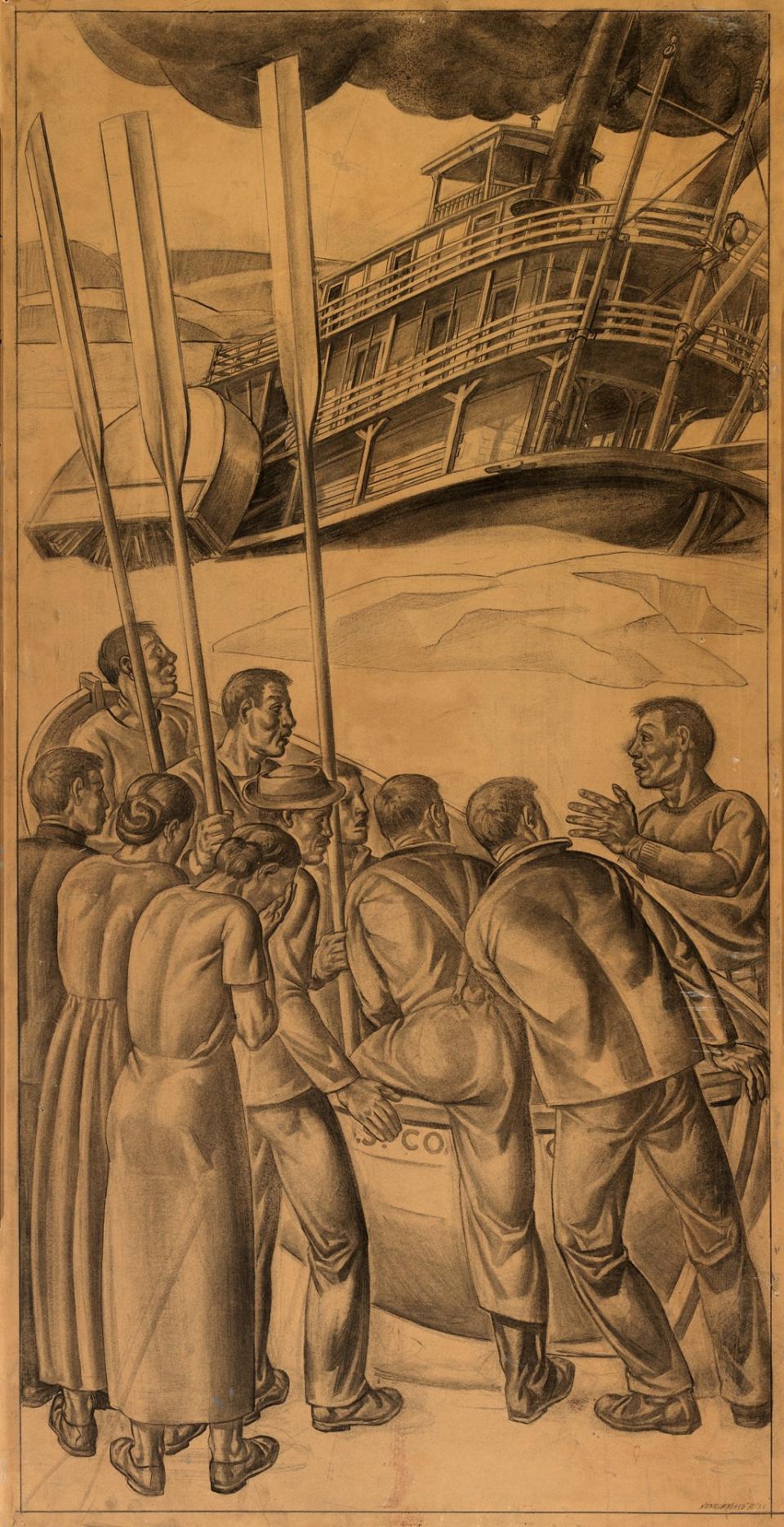 Life Saving (mural study, Louisville, Kentucky Marine Hospital ...