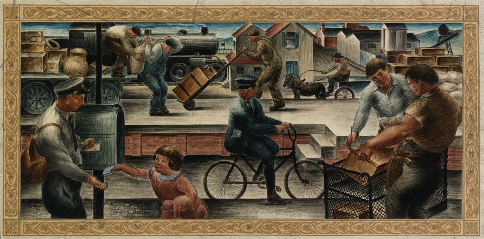 Transportation of the Mail (mural study, U. S. Post Office Department ...