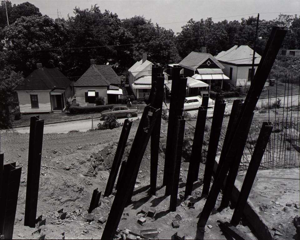 Partly driven piles at the juncture of the Proctor Creek Branch and the ...
