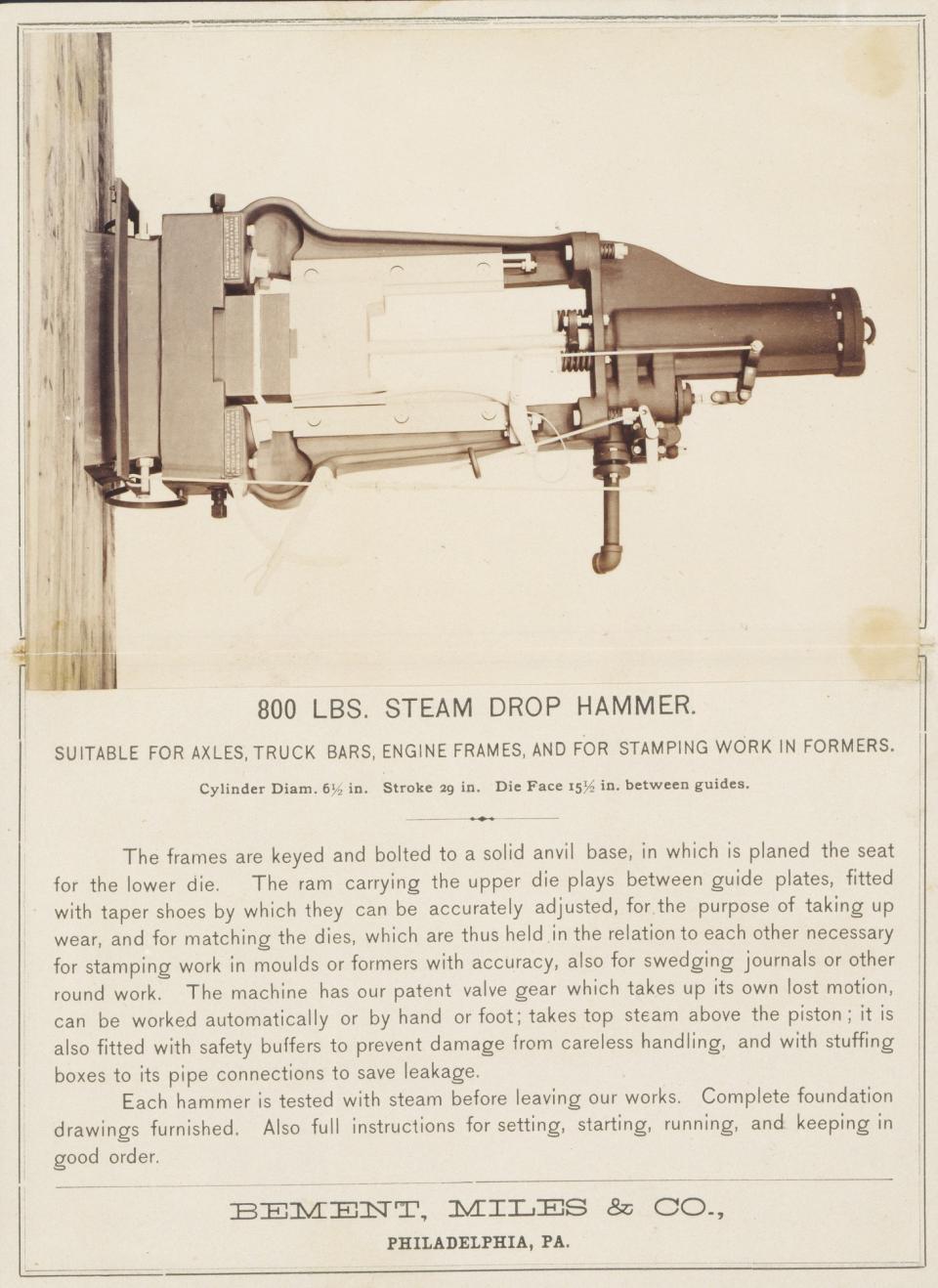 [Steam Drop Hammer, Bement, Miles and Company, Philadelphia ...