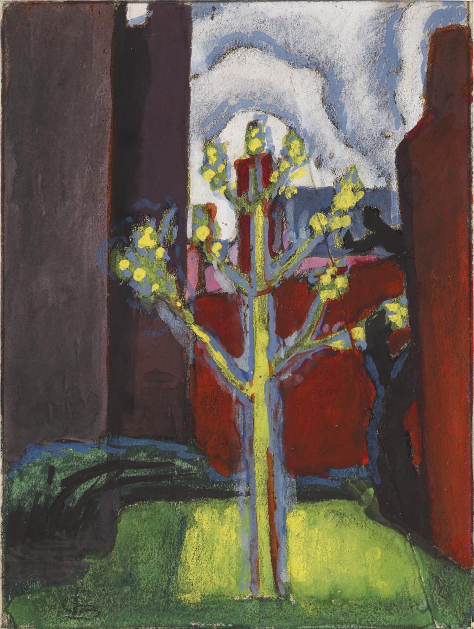 Young Tree in Red Courtyard | Smithsonian American Art Museum