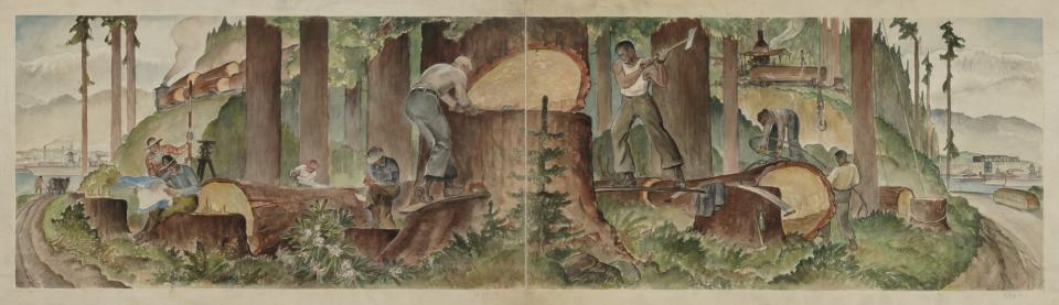 Northwest Logging (mural study, Bremerton, Washington Post Office ...