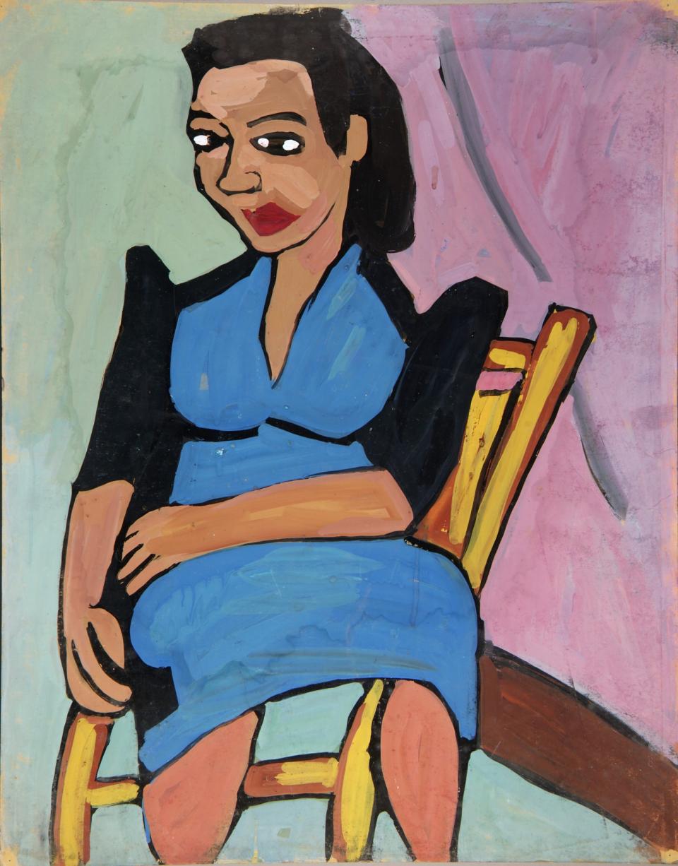 Seated Woman in Blue and Black Dress | Smithsonian American Art Museum
