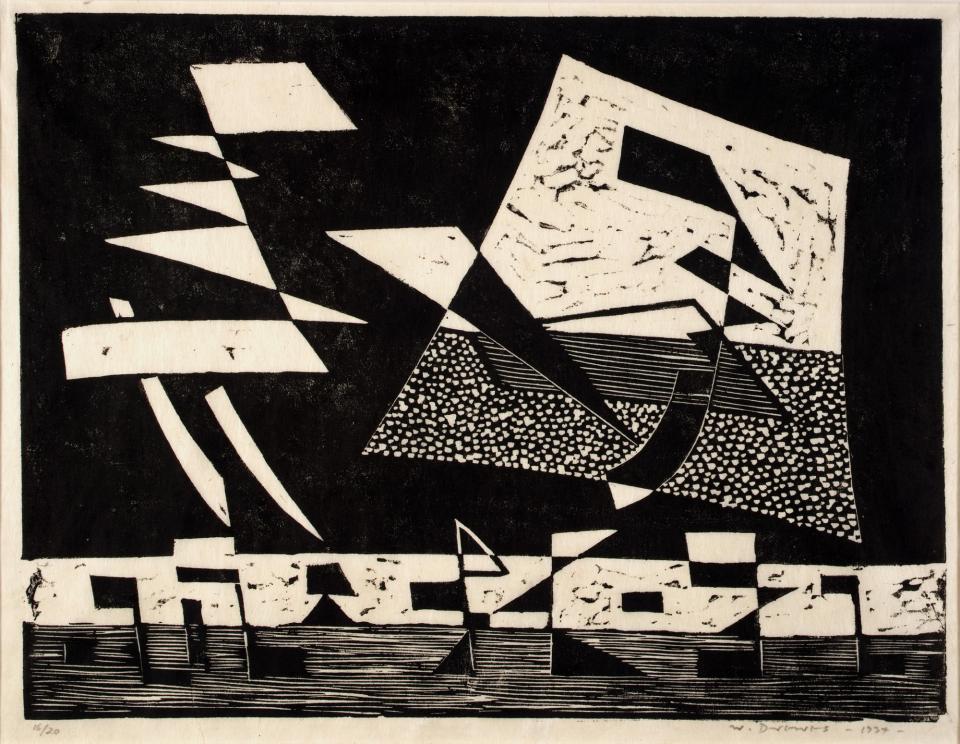 Composition VII - Two Large Fighting Forms and a Row of Small Forms ...