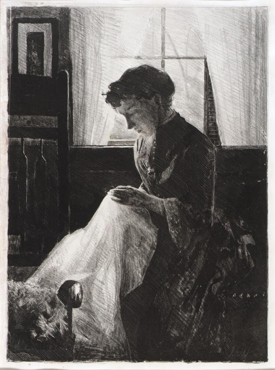 Profile Portrait of a Woman Sewing | Smithsonian American Art Museum
