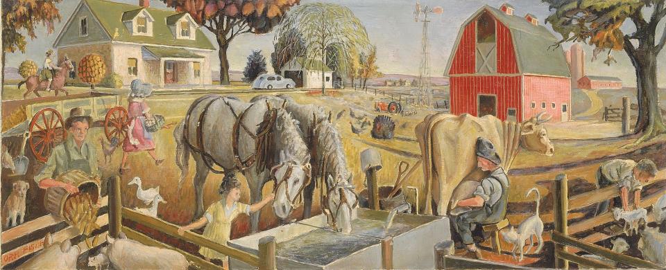 Evening on the Farm (mural study, Forest City, Iowa Post Office ...
