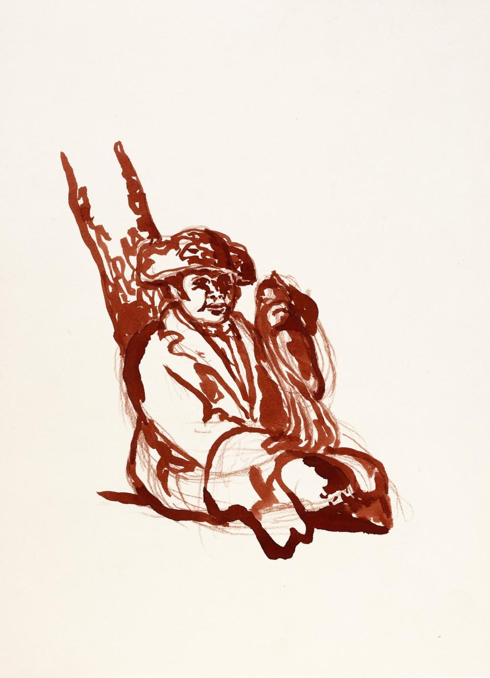 Preliminary sketch for mural The History of Labor in America, The 17th ...