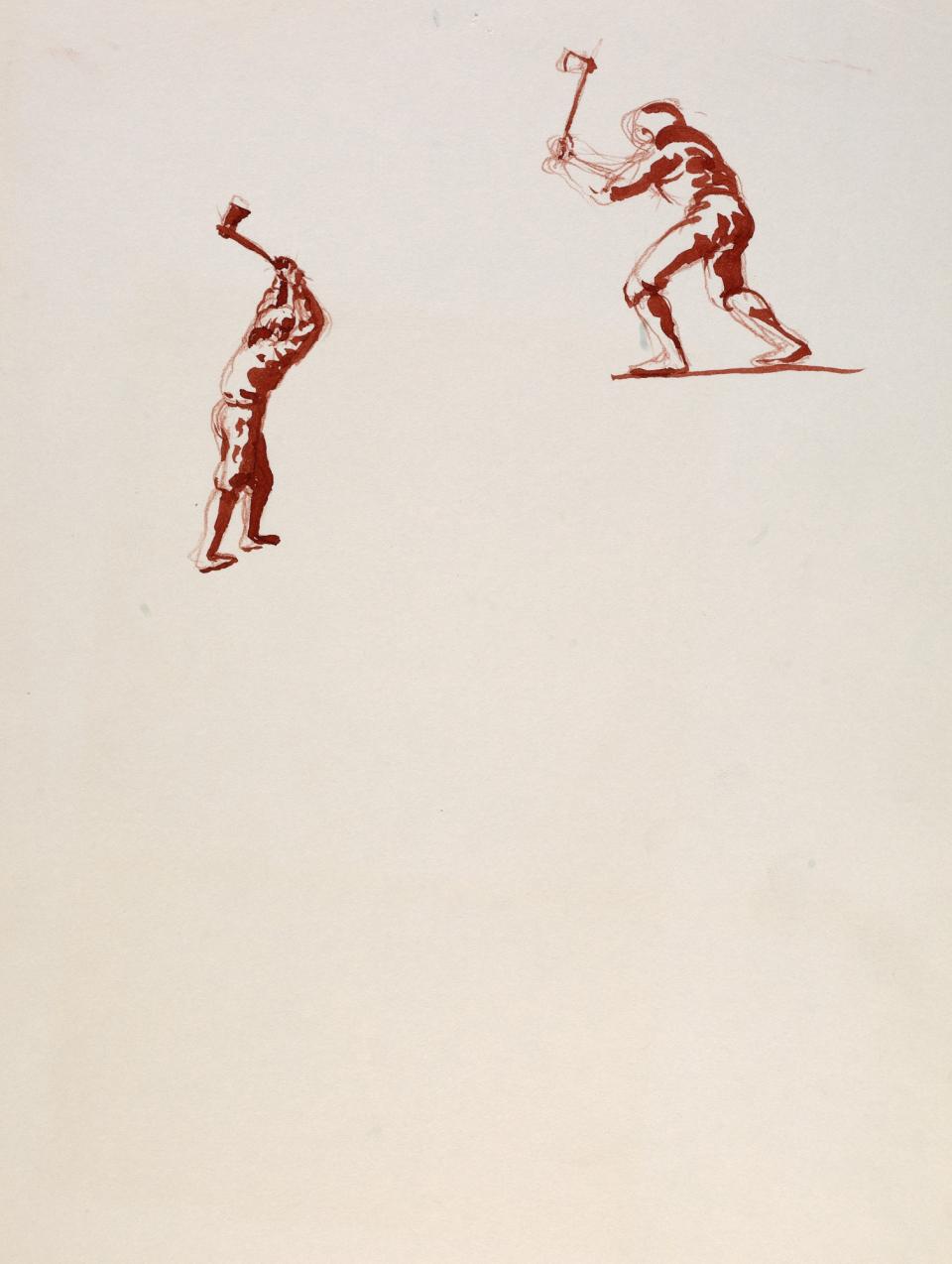 Preliminary sketch for mural The History of Labor in America, The 17th ...