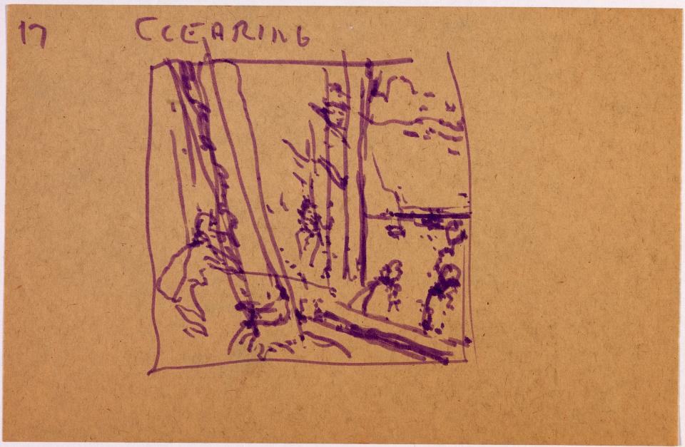 Preliminary sketch for mural The History of Labor in America, The 17th ...