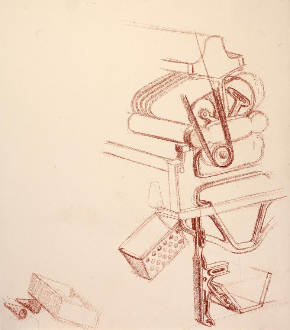 Preliminary sketch for mural The History of Labor in America, The 19th ...