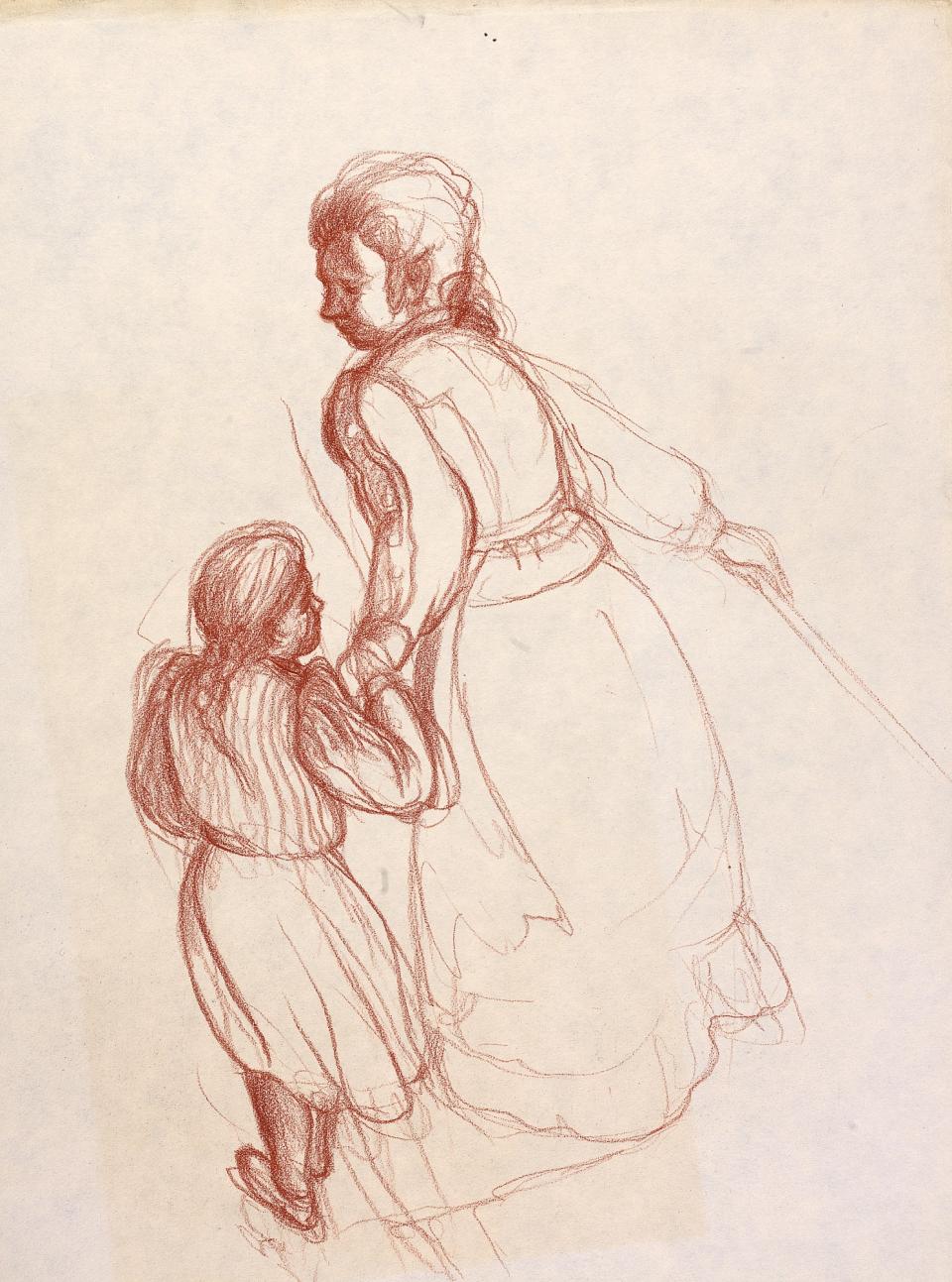 Preliminary sketch for mural The History of Labor in America, The 19th ...