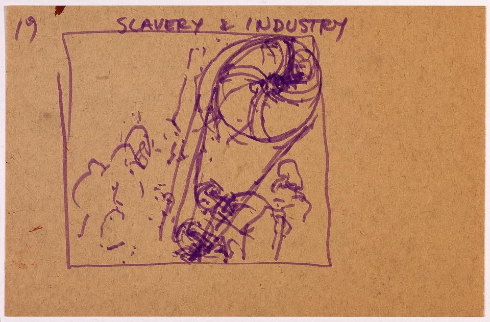 Preliminary sketch for mural The History of Labor in America, The 19th ...