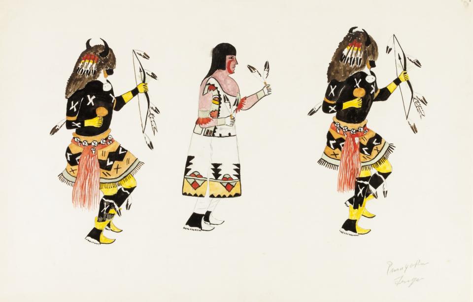 Buffalo Dance-Two Males, One Female Facing Right | Smithsonian American ...