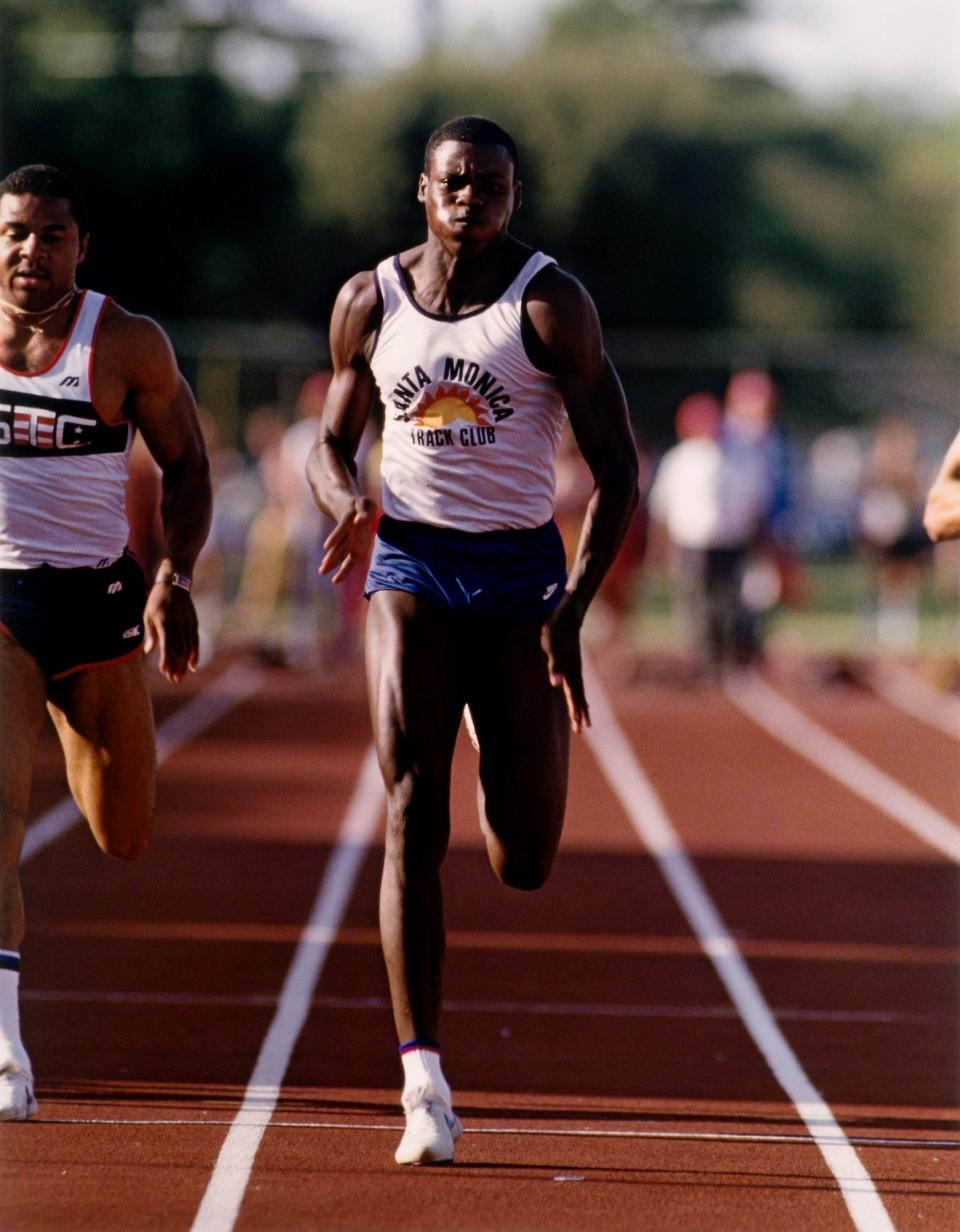 Carl Lewis, 100 Meter Sprint, Modesto Invitational, Modesto, California ...