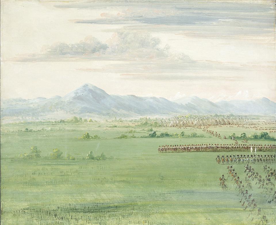 Comanche Warriors, with White Flag, Receiving the Dragoons ...