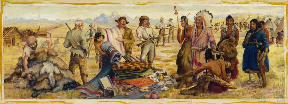 The Fur Traders (Study for St. Anthony, Idaho Post Office Mural ...