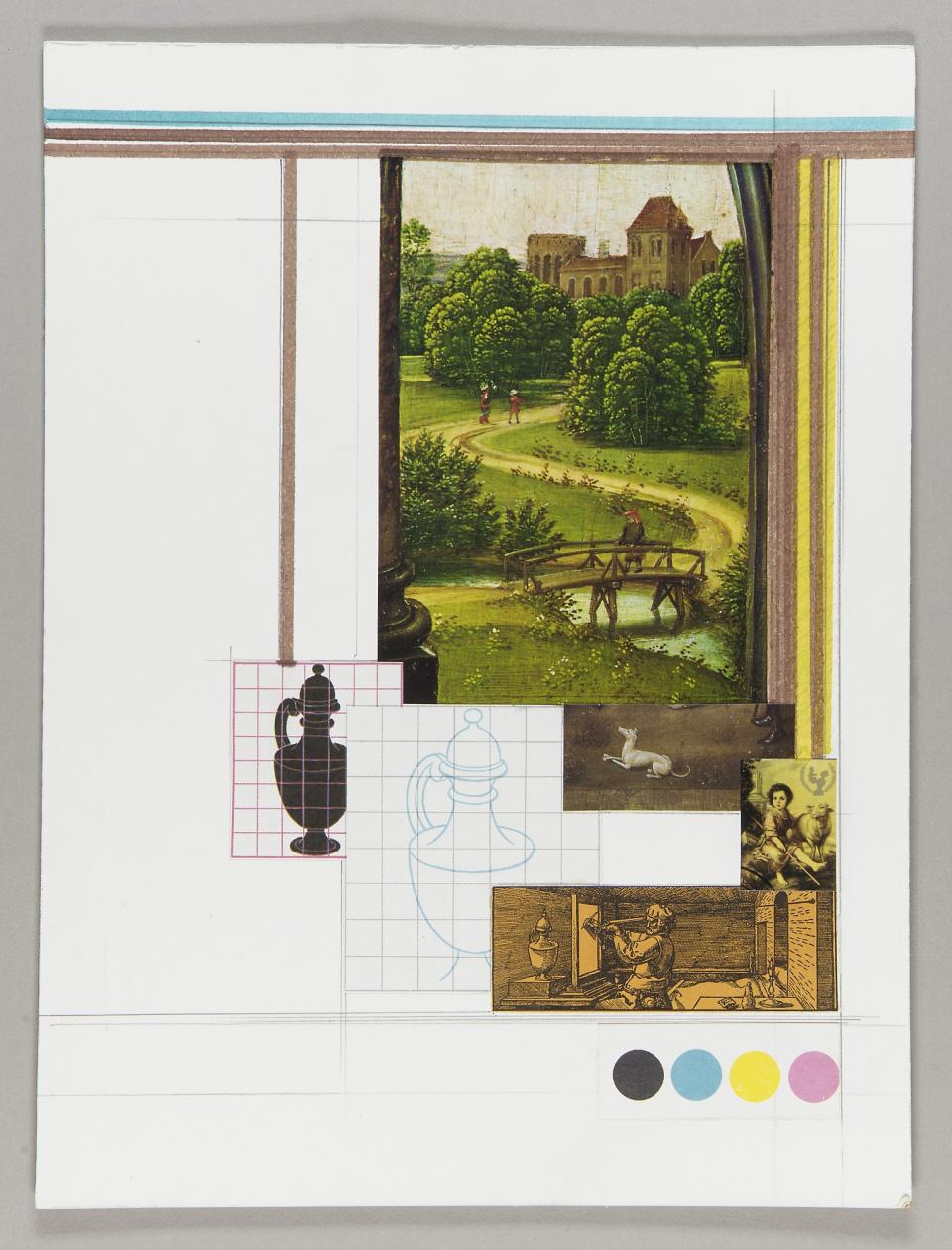 Mathematics and Art (Northern Renaissance landscape, man walking over ...