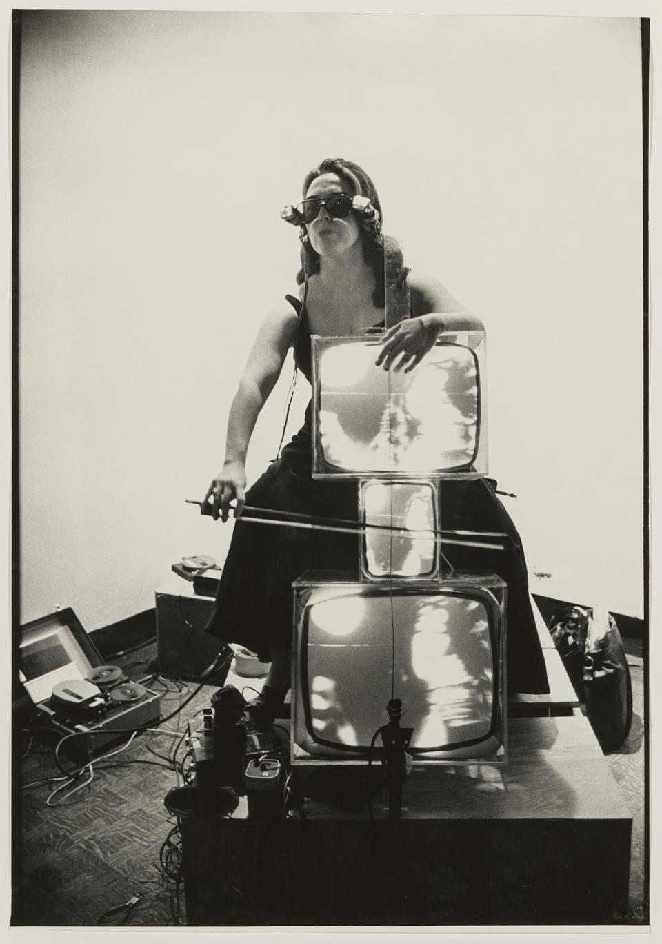 Charlotte Moorman (Performing N.J. Paik's "Concerto for TV Cello ...